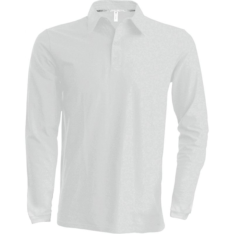 Polo manches longues 1 % coton homme blanc - label-blouse.net