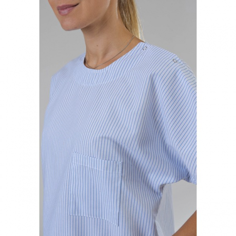 Blouse infirmière rayé ciel modele Carole - label-blouse.net